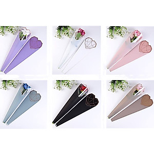 JOSON 24Pcs/6 color flower packaging bag single rose flower bag waterproof material simple diamond heart shape gift packaging