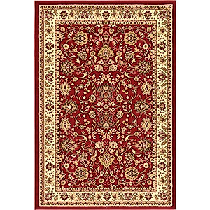 Unique Loom Sialk Hill Collection Traditional Persian Inspired Floral Area Rug, 6 ft x 9 ft, Burgundy/Ivory