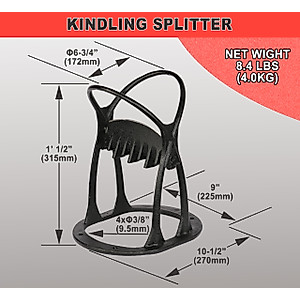 Kindling Splitter, Wood Splitter, Log Splitter, Manual Log Splitter, Firewood Splitter, Full Body Made from CAST Steel, Black