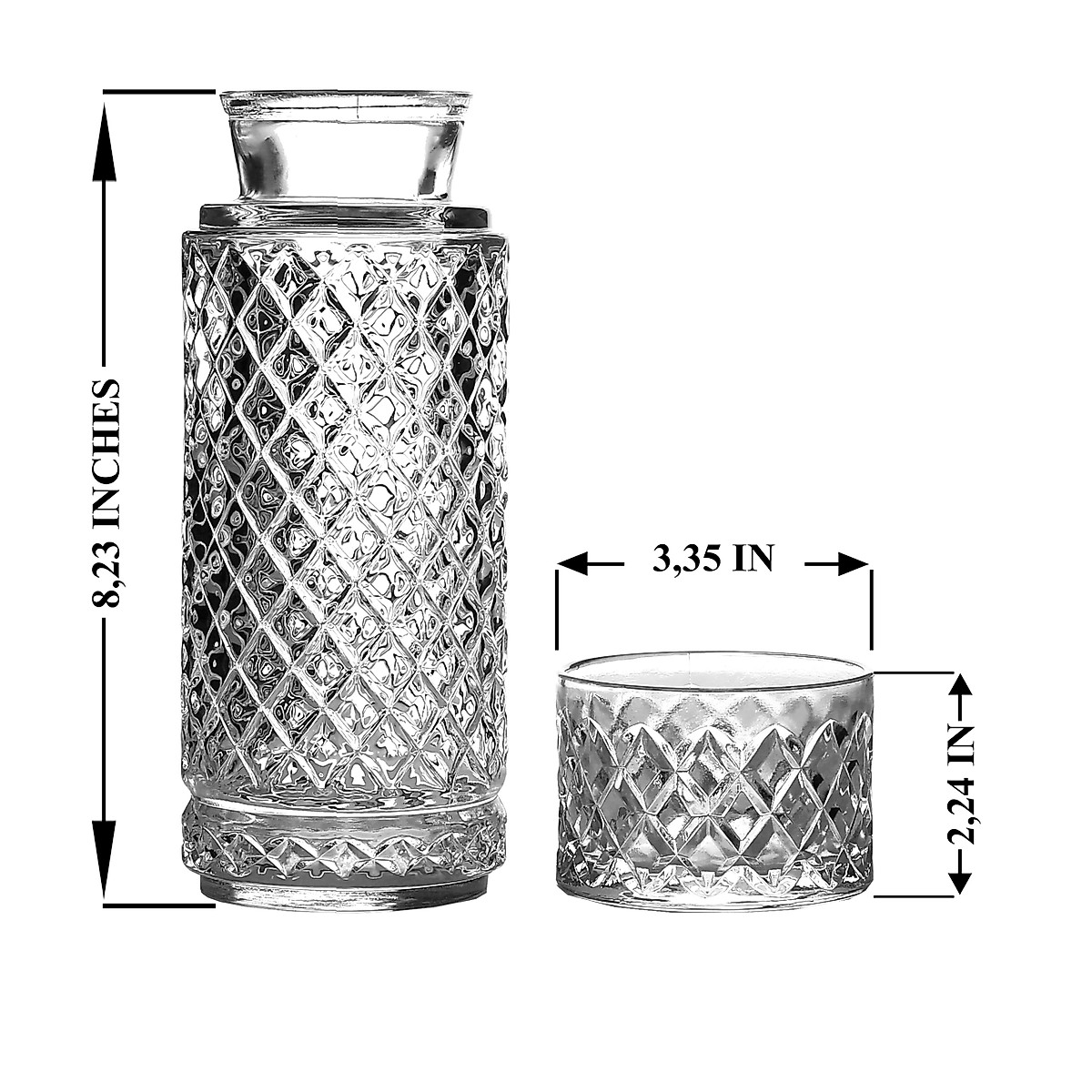 Bedside Water Carafe and Glass Set, Carafe, Water Carafe, Nightstand Carafe, Bedside Carafe, Mouthwash Decanter, Bedside Carafe and Glass Set, Carafe With Cup, Bedside Water Carafe, 24.70 Oz (Shiny)