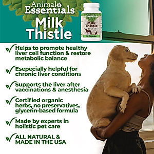 Animal Essentials Milk Thistle Liver Support for Dogs and Cats, 30 Capsules - Made in USA Liver Supplement