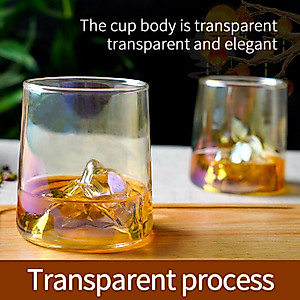 INTOWALK Old whisky glass (set of 2) 8 ounces mountain crystal glass, scotch whisky glass, cocktail, gifts for men, father, husband, boyfriend