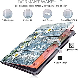 Case for Samsung Galaxy Tab A8 10.5 Inch 2022 Model (SM-X200/X205/X207), Galaxy Tab A8 10.5 Tablet Cover, Slim Folding Stand Cover with Auto Wake/Sleep, White Daisy Live Love Laugh Wooden Board