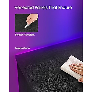 VASAGLE TV Stand with LED Lights for TVs up to 70 Inch, Entertainment Center with Open Glass Shelves, 2 Cabinets with Doors, 63-Inch Long, TV Console for Bedroom Living Room, Black ULTV330T21