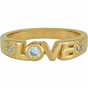 LIFETIME JEWELRY 3-Stone Cubic Zirconia Love Ring for Women 24k Real Gold Plated (9)