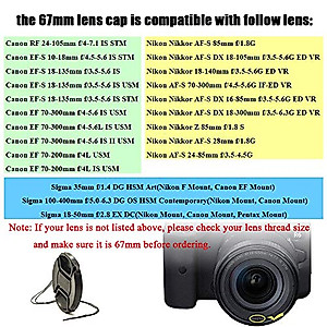 Center Pinched R5 R6 Lens Cap for Canon RF 24-105 mm f/4L and RF 24-105mm f/4-7.1 Lens for Canon EOS R5 R6 EOS R RP Digital Camera, Fire Rock Snap-On 67mm+77mm Camera Lens Cap-1+1Packs