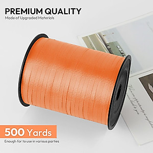 KMER LIFE Orange Crimped Curling Ribbon, 1/5" Wide x 500 Yards Christmas Curling Ribbons for Gift Wrapping, Party Decoration, Balloon String, Crafting, Balloon Ribbons for Florist Flower (1 Roll)