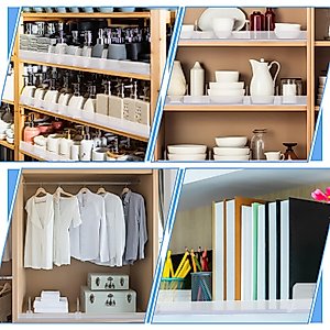50 Pcs Adjustable Gondola Shelf Dividers Drawer Dividers with Front Fence Acrylic Retracting Item Organizer for Shelves Extendable Retail Shelf Divider with Fixed Clips for Store Library, 14" to 24" D