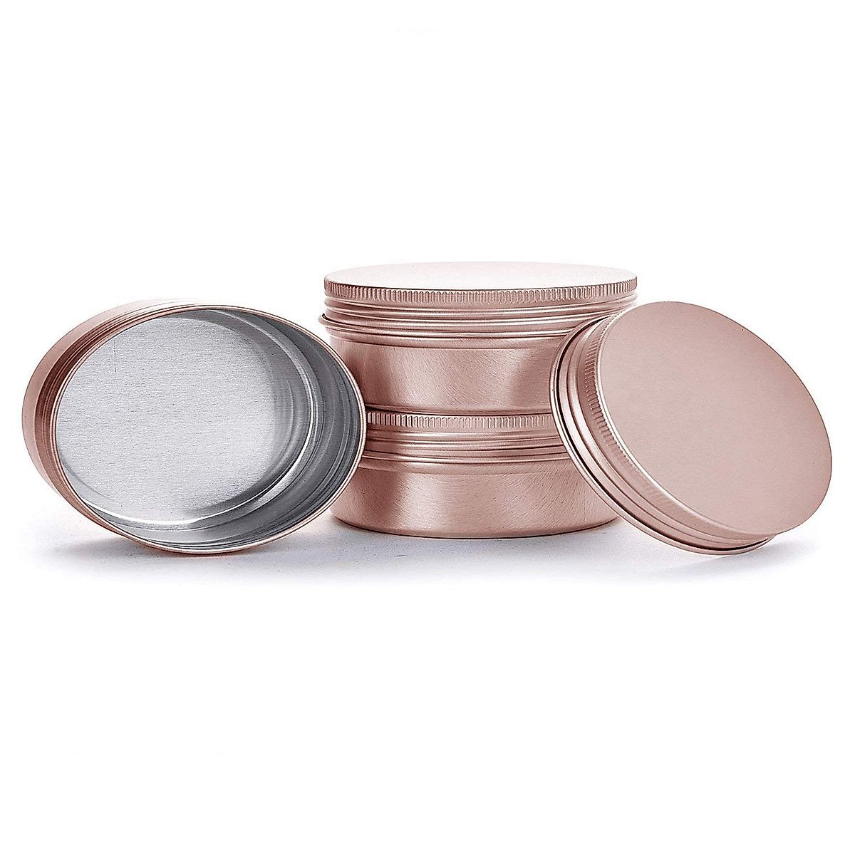 1 Ounce Aluminum Tin Jar Refillable Containers 30ml Aluminum Screw Lid Round Tin Container Bottle for Cosmetic, Lip Balm, Cream, 20 Pcs Rose Gold