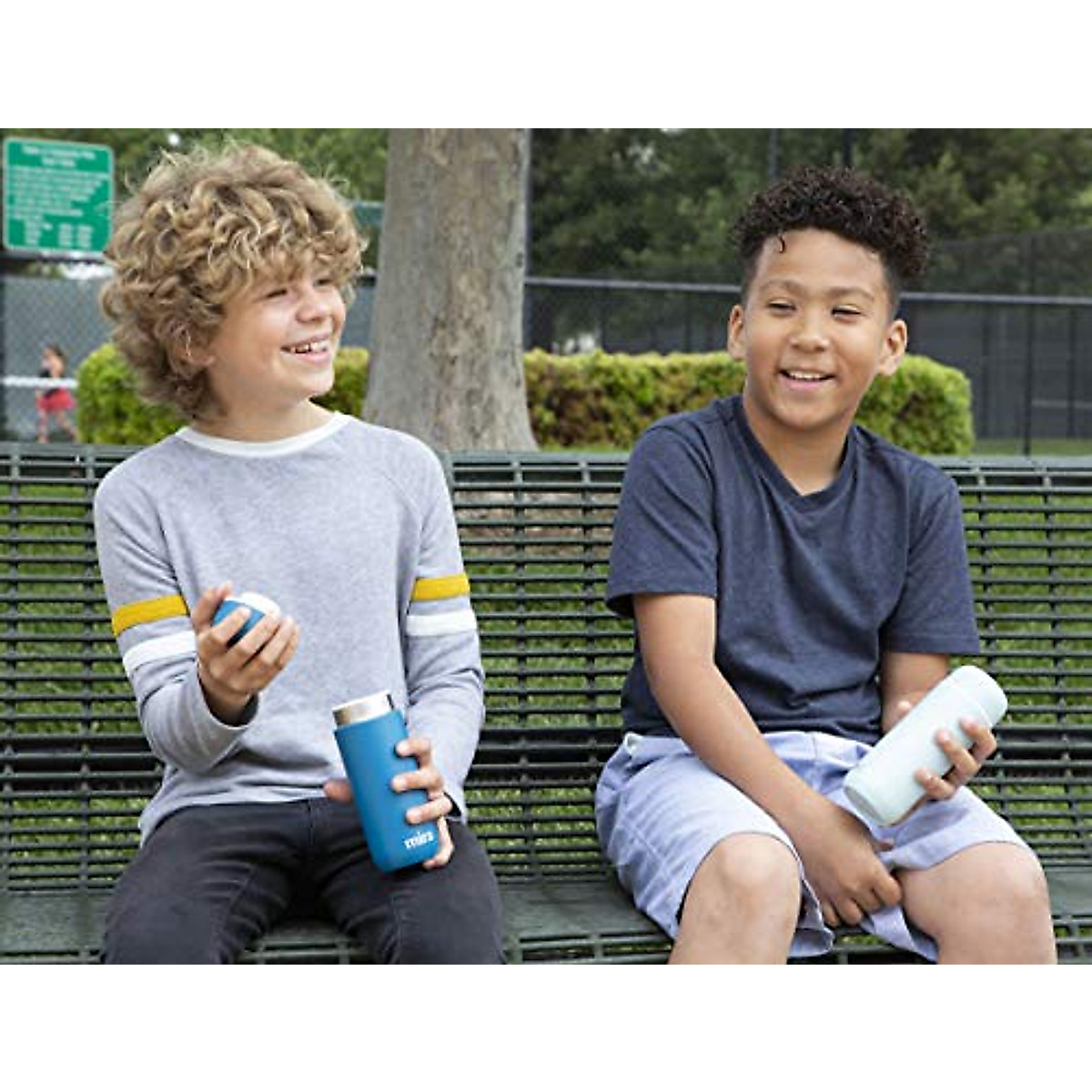 Mira 7 oz Insulated Small Thermos Flask | Kids Vacuum Insulated Water Bottle | Leak Proof & Spill Proof | Blue Denim