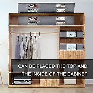 NUZYZ Large Underbed Storage Bags Organizer Capacity Box with Sturdy Zippers Clothes organizer Reinforced Handles and Clear windows for Store Blankets, Bedding, Clothes, Polyester Blend (4Pcs, Light Gray 2Big 2Small)