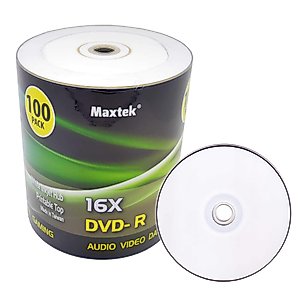 MaxTek Premium White Inkjet HUB Printable DVD-R DVDR 16x Blank Disc Media, 600 Pieces. Wholesale Direct.