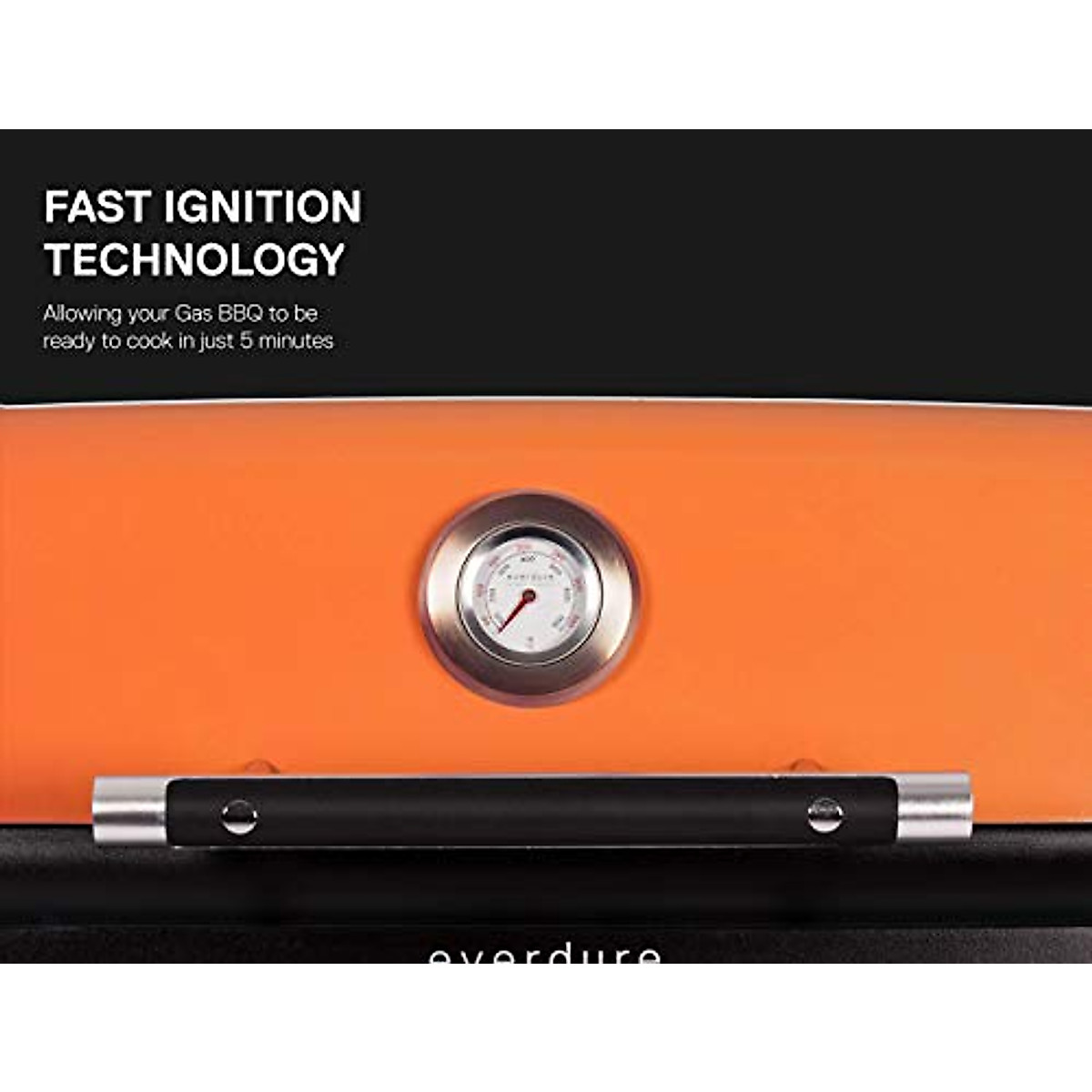 Everdure FURNACE 3-Burner Gas Grill, Liquid Propane Portable BBQ Grill with Die-Cast Aluminum Body and Fast-Ignition Technology, 466 Square Inches of Grilling Surface, Adjustable Height, Orange