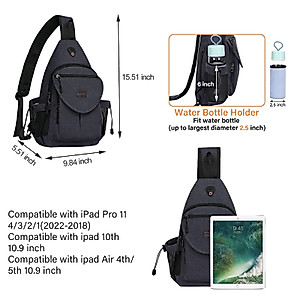 MOSISO Sling Backpack,Canvas Crossbody Hiking Daypack Bag with Anti-theft Pocket, Space Gray