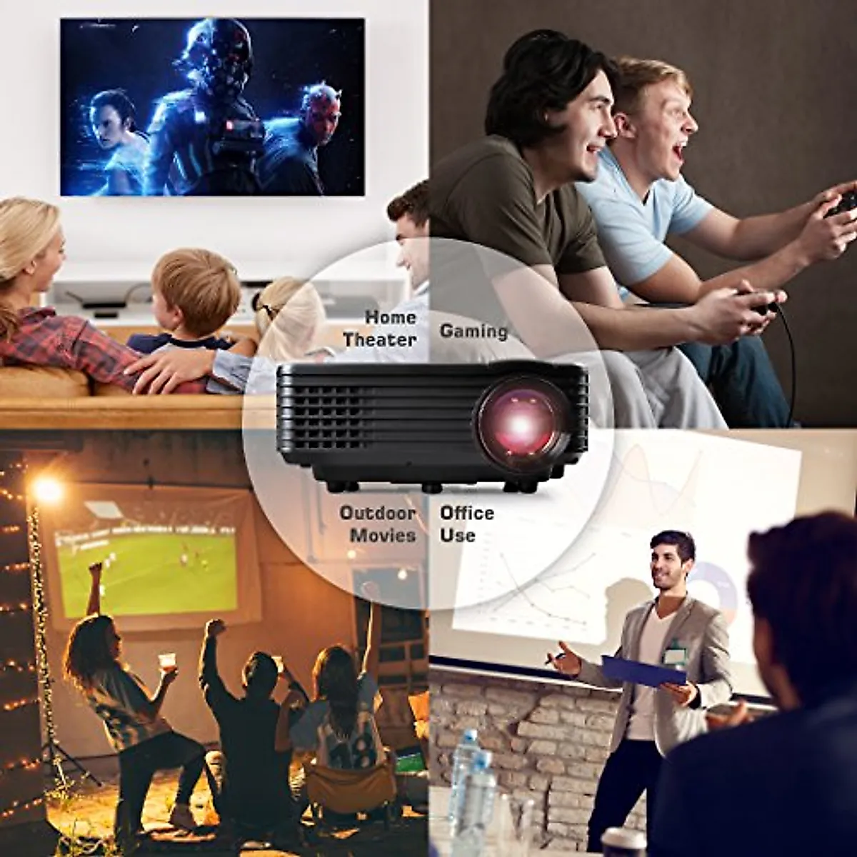 Pyle Portable Video-Projector Full HD with Remote - Home Theater-Projector Tv Digital Movie-Projector - 1080p Support 80" Led-LCD-Display USB/HDMI Mac,Computer and Laptop - Pyle PRJG88, BLACK