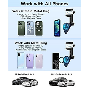 SUPERONE Designed for Tesla MagSafe Phone Mount Compatible with Model 3 & Model Y, [Super Strong Magnet] [2 Metal Rings] Compatible with iPhone 14 13 Pro/Max/Mini 12 11 X 8, Samsung, Google Pixel More