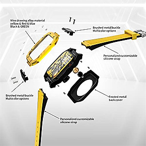 MGTCAR Alloy Watch Case Strap For Apple Watch Series 7 6 5 4 SE 45mm 42mm 44mm Modification Mod Kit watch Strap (Color : Black gold, Size : 44mm)