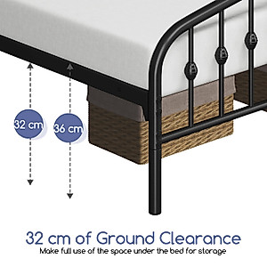 Yaheetech Queen Bed Frames Metal Platform Bed with Victorian Style Wrought Iron Headboard and Footboard/Easy Assembly/No Box Spring Needed/Black Queen Bed