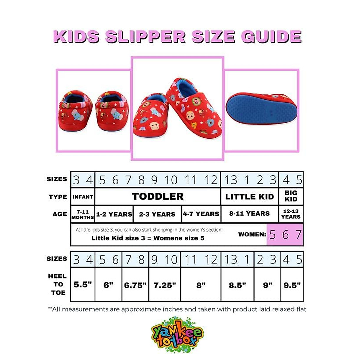 CoComelon Toddler and Kids Plush Aline Slippers (9-10 M US Toddler, Red)