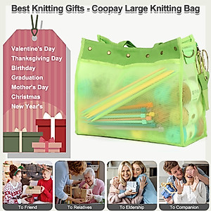 Coopay Crochet Bag for Storage of Yarn, Lightweight Mesh Yarn Bag with Case & Detachable Shoulder Strap, Portable Knitting Organizer Bag For All Knitting Crochet Supplies, Ideal Crochet Gift, Green