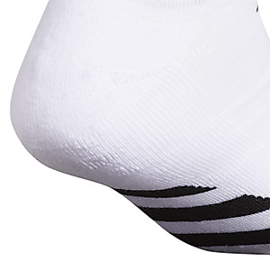 adidas Men's Cushioned No Show Socks (3-Pair), White/Black/Clear Onix Grey, Large