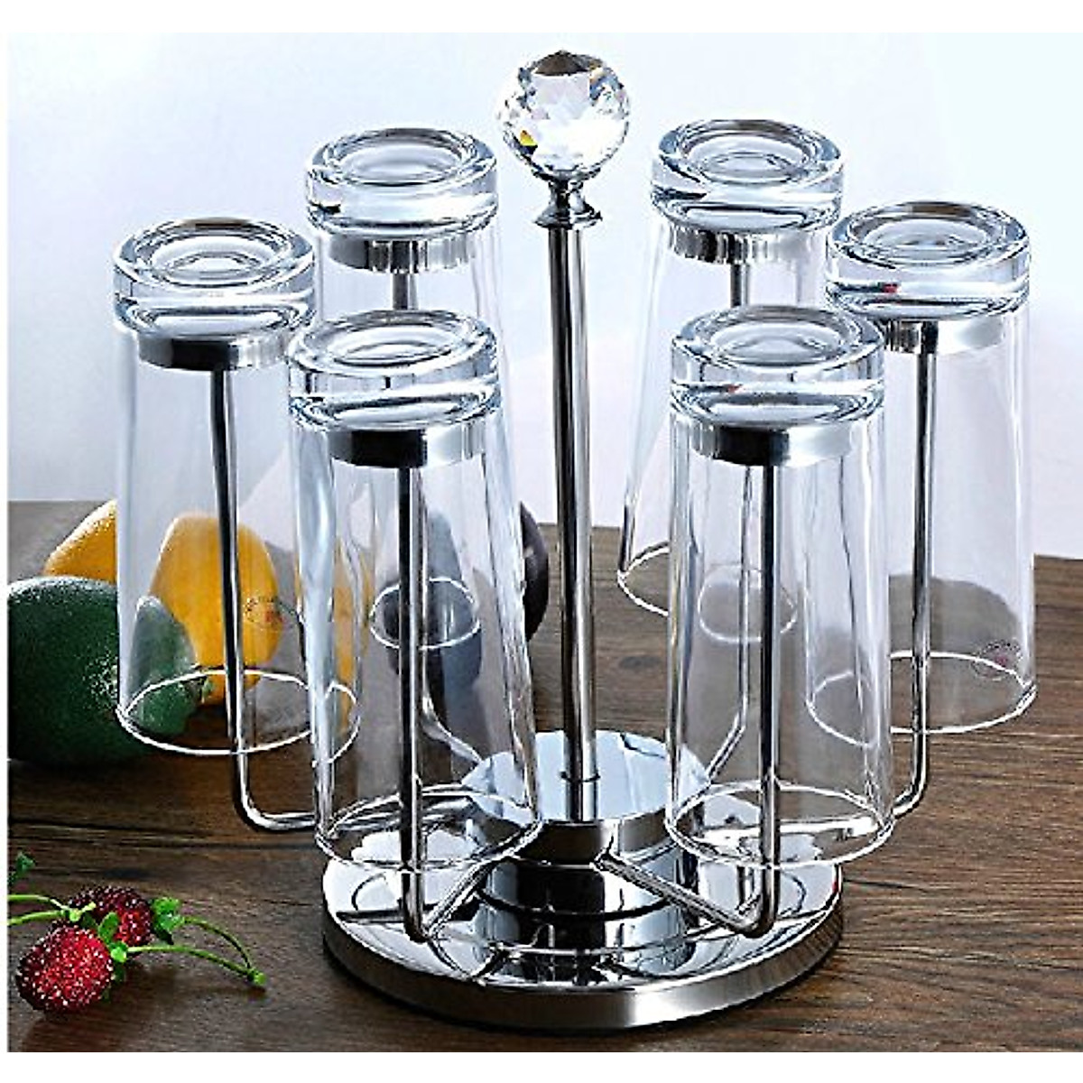 Vivian Rotating Cup Mug Glass Holder Rack Stainless Steel 6 Cups Drying Rack Stand