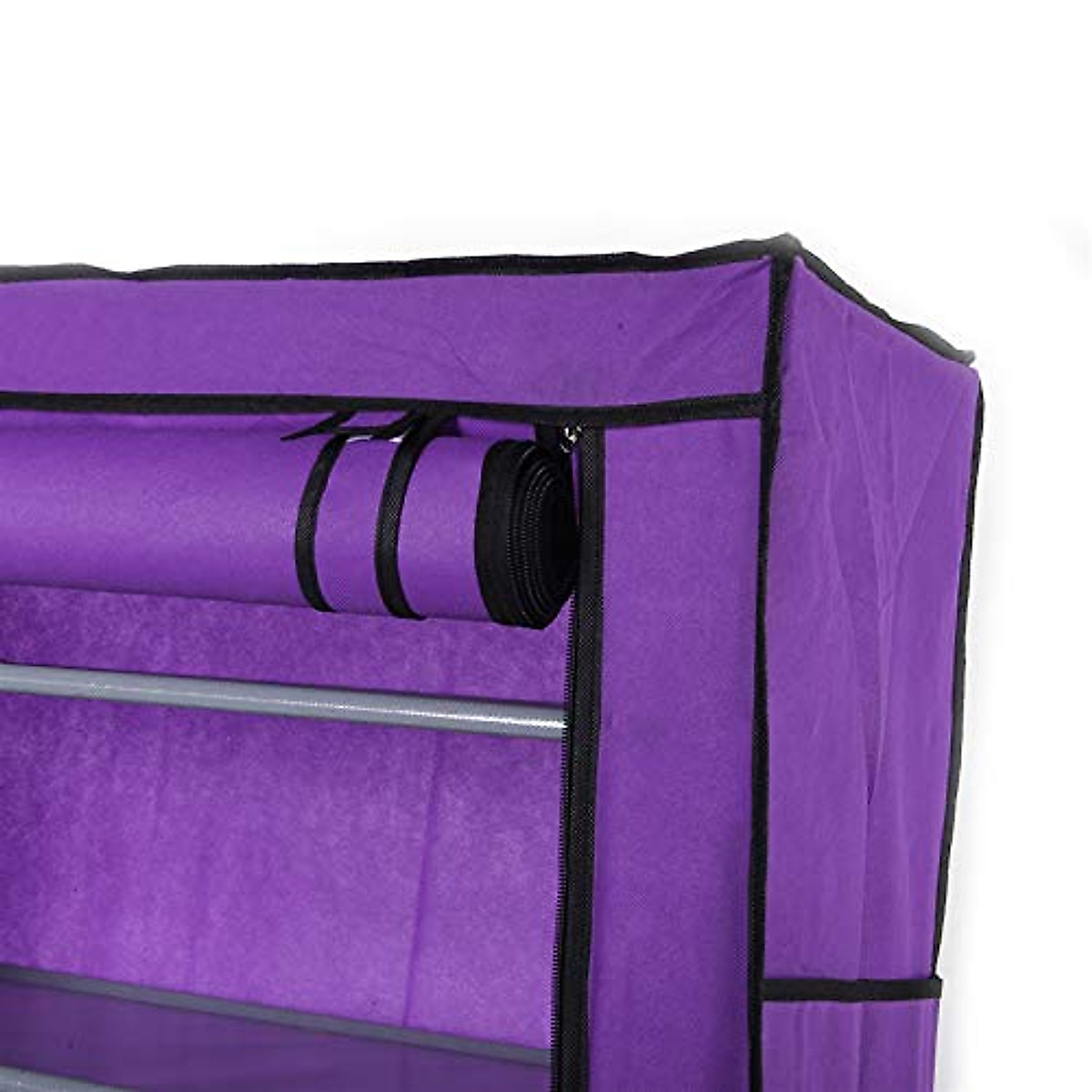 Shoe Rack Storage Organizer Cabinet Nonwoven Fabric Cover 10-Tiers 9-Compartment (Purple)