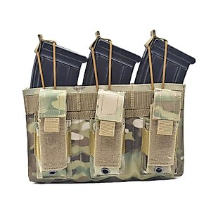 JFFCESTORE Upgraded Version Triple Mag Pouch Kangaroo Magazine Pouch Holds M4/M16 Mag (Triple Multicam)