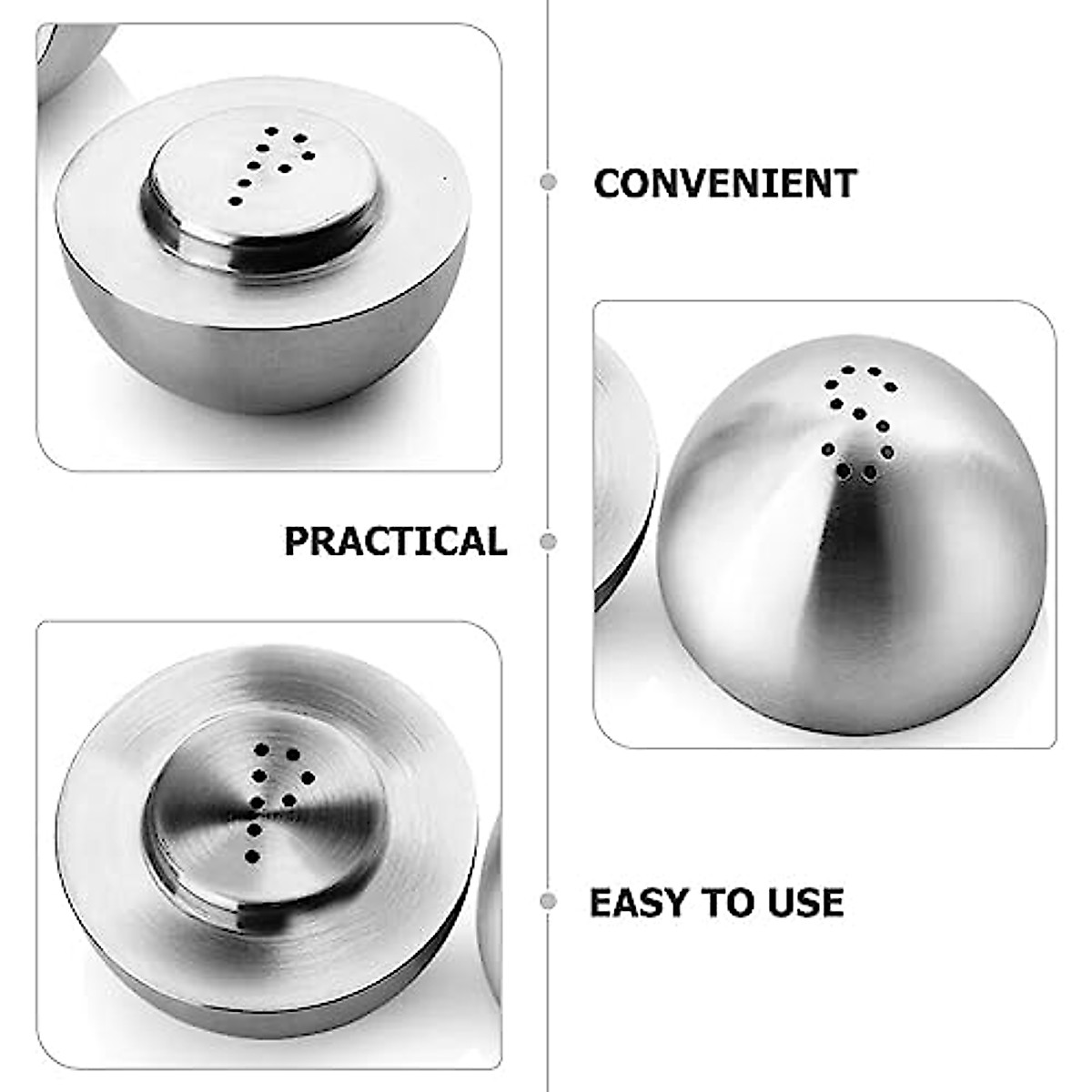 Yardwe Stainless Steel Container Egg Shaped Salt and Pepper Shakers Stainless Steel Shaker Bottles Seasoning Container Empty Condiment Jar for Kitchen Home Bbq Toilet Planter Pot