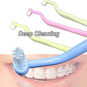 HRASY Orthodontic Toothbrush Small Tuft Toothbrush Tiny Compact Interspace Brush for Dental Implants, Braces and Teeth Detail Cleaning, 4 Pieces (4 Colors D)