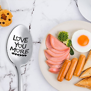 Love You More Spoon Gifts for Husband Wife Boyfriend Girlfriend Anniversary Valtines Day Gifts Daughter Son Mom Dad Coffee Spoons Birthday Gift Coffeespoons for Couples Best Friends