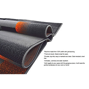 HR 8’ x 10’ Rug in Electric Orange - Premium Quality Orange/Black/Gray Abstract Geometric Modern Squares Pattern Area Rug - Contemporary Styling for Living Room, Bedroom - Unique Home Decor