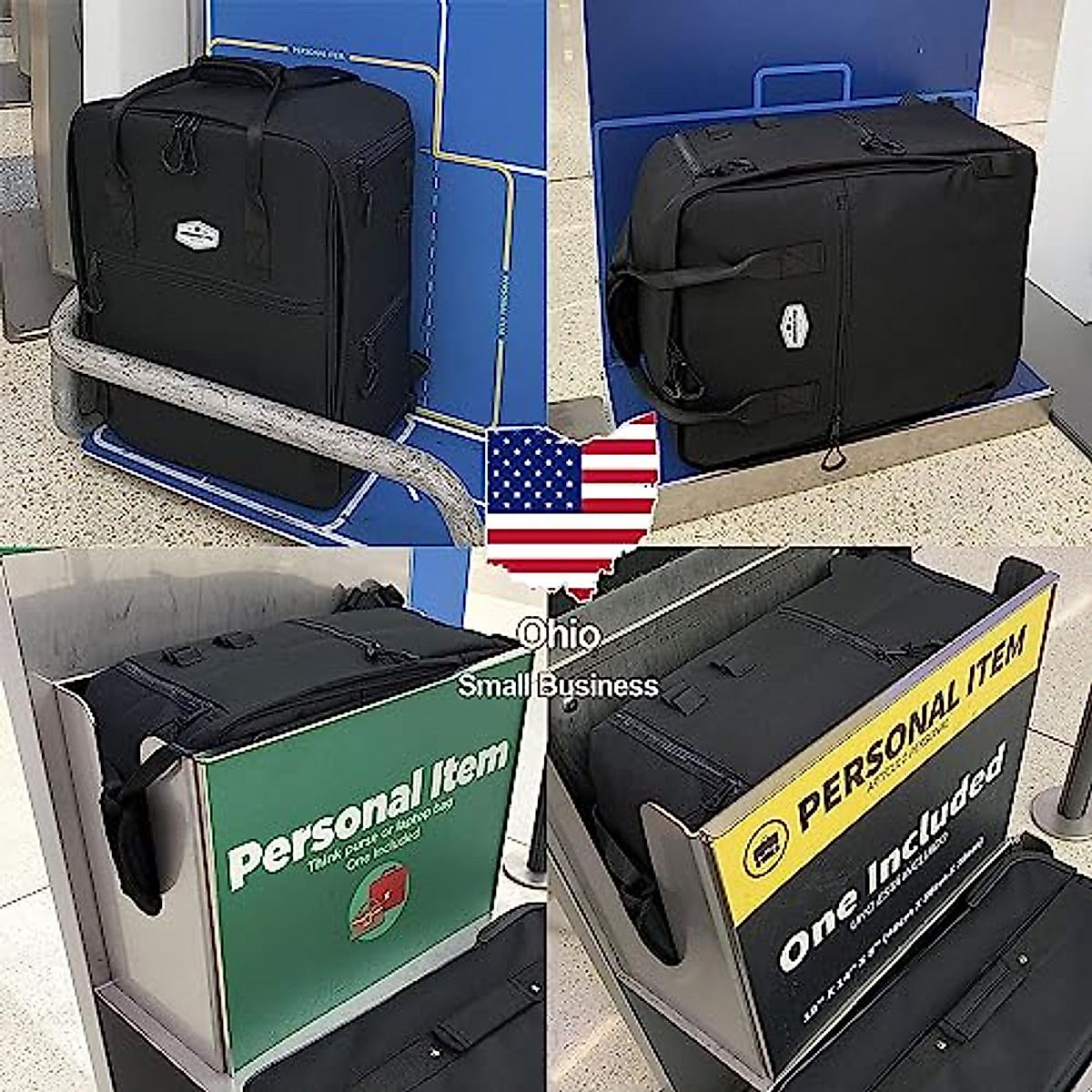 UNDERSEAT PRO Personal Item 17.3” Laptop Backpack Compliant with Frontier, Allegiant, Spirit, Play Airlines, American, Delta, easyJet and More. 18x14x8 inches (BLACK, 30L with Laptop Pocket)