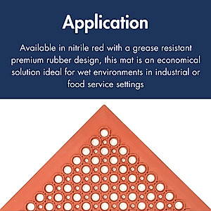 NoTrax Sanitop® 3' x 10' Lightweight Restaurant Rubber Floor Mat with Drainage Holes and Beveled Edges, Anti-Slip Mats, Black, 562S0310BL