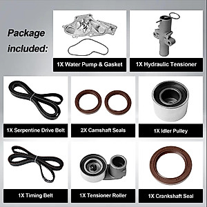 Timing Belt Kit with Water Pump | Compatible with 2003-2018 Honda Accord Odyssey Pilot, Acura MDX RDX RL TL TSX & Saturn Vue 3.0L 3.5L 3.7L Vehicles | Replaces# 19200-RDV-J01, TKH002, TCKWP329