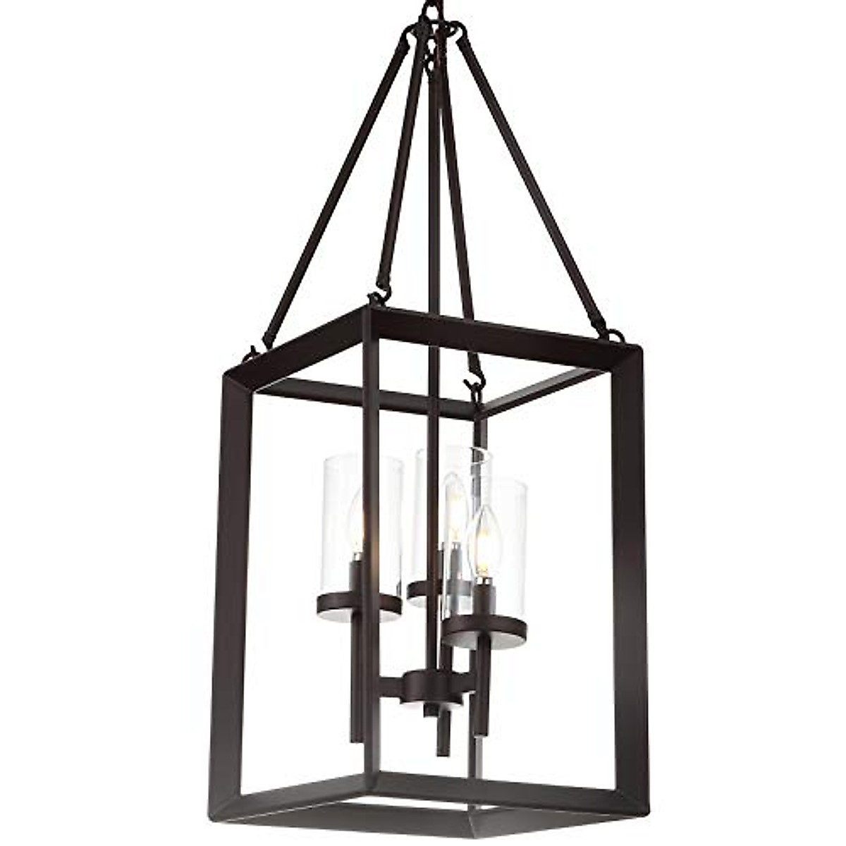 JONATHAN Y JYL7412A Anna 12" 3-Light Metal/Glass Pendant Traditional Classic Modern Industrial Farmhouse Dining Room Living Room Kitchen Foyer Bedroom Hallway, Oil Rubbed Bronze/Clear