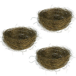 6pcs Artificial Bird Nest Birdhouses Garden Nature Art Craft Wedding Home Decoration - Coffee