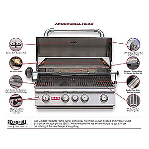 BULL GRILLS The Angus 30" Grill Natural Gas with Single Side Burner, Stainless Steel Sink,Grill Cover, Refrigerator, Door & Drawer Combo with 5 in 1 BBQ Tool Set | FREE Bio-Ethanol Table-top Fire pit