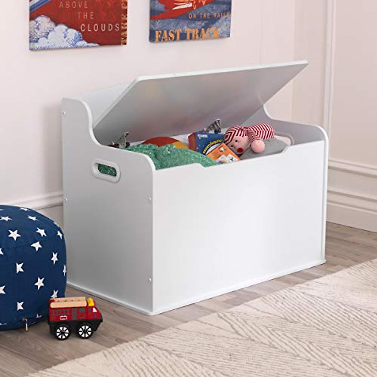 KidKraft Fill with Fun Toy Box- Wooden Toy Box Bench - White
