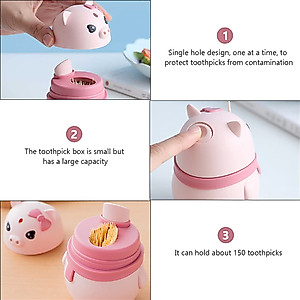VORCOOL Automatic Toothpick Dispenser Cute Pig Shape Pop- Up Toothpick Holder Plastic Fruit Pick Storage Box Container for Home Kitchen Restaurant1