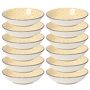 Now Designs Diamonds Dip Bowls (Set of 12), White/Yellow