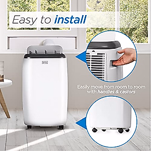 BLACK+DECKER 12,000 BTU Portable Air Conditioner with Heat and Remote Control, White