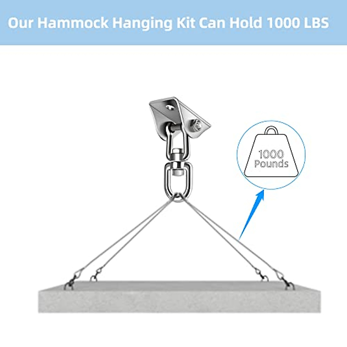 HOMPER Hammock Hanging Kit, 1000 lb Capacity Heavy Duty 360° Rotate Swing Hooks for Swing, Chair, Yoga, Outdoor Patio Porch Swing Hardware