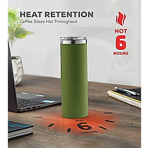 Insulated Skinny Stainless Steel Tumbler Set - 4-Pack 20oz Tumbler with Straw - Travel Coffee Mug With PBA Free Lids - Slim Vacuum Insulated Keep Hot and Cold - Great for Home, Office.