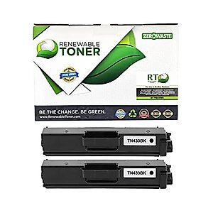 Renewable Toner Compatible Toner Cartridge Replacement for Brother TN-433 TN433 TN433BK TN-433BK HL and MFC Multifunction HL-L8260 HL-L8360 HL-L9310 MFC-L8610 MFC-L8900 (Pack of 2 Black)