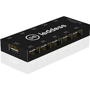 DS leddess Connector 11 Port ARGB Splitter Hub for LED Fans and Lights, SATA Power 1 to 10 ARGB Extension Cords, 5V ARGB Motherboard Sync(B Series)