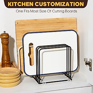 DOYOQI Cutting Board Organizer, Kitchen Cabinet Organizer Storage Rack, 5 Slots Holder Stand for Cutting Board,Baking Cookie Pan, Cookie Sheets Organizer for Kitchen Countertop,Metal Black (1 Pack)