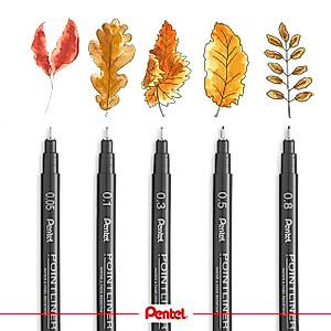 Pentel Arts Pointliner Pen, (0.5mm), Black Ink, Box of 12 (S20P-5A)