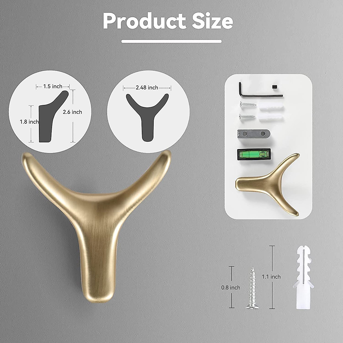 NETLKLA 4 Packs Towel Hooks,Coat Hook Cow Head Wall Hooks, Metal Heavy Duty Wall Hooks for Hanging Coats, Hats, Bags, Kitchenware and Towels in Living Room, Kitchen, Bedroom and Bathroom (Gold)