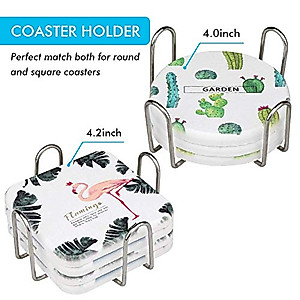 iziusy 2 Pieces 4.5 Inch Stainless Steel Coasters Holder Storage for Both Round and Square Coasters, Hold Up 4 to 7 Coasters